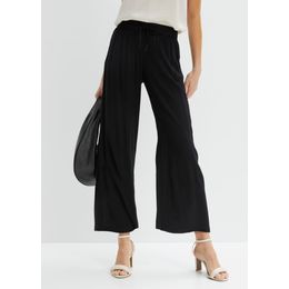 bonprix Damen Schlupfhose, schwarz, Gr. 38, Obermaterial: 100% Viskose, Hosen, aus Viskose, mit Bindeband, lockere Passform, mit Crinkle-Struktur