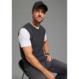 MAN'S WORLD Pullunder MAN'S WORLD "Neue Kollektion Highlight mit Struktur", Herren, Gr. L (52/54), anthrazit melange, Strick, Obermaterial: 50% Baumwolle, 50% Polyacryl, Strukturmuster, regular fit normal, Rundhals, Pullover Pullunder, aus Baumwolle, mit Rundhalsausschnitt, Regular Fit
