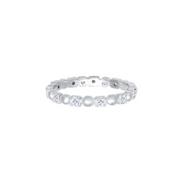 Elli Damen Fingerring "Bandring Kugel Zirkonia Viereck 925 Silber", 56mm,mit Steinen, Silber 925 (Sterlingsilber), silber, Silber 925