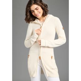 Kangaroos Damen Kapuzenstrickjackenatur, Gr. 44, Strick, Obermaterial: 50% Baumwolle, 50% Polyacryl, Strickjacken, figurbetonte Passform,