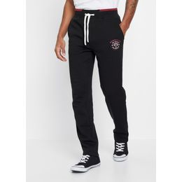 bonprix Herren Jogginghose, schwarz, Gr. 68, unifarben, Obermaterial: 100% Baumwolle, Hosen, mit elastischem Bund, mit Kordelzug, regular fit, mit