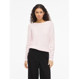 Vila Damen Rundhalspullover "VIRIL O-NECK L/S KNIT TOP - NOOS"cherry blossom detail:light melange, Gr. M, meliert, Feinstrick, Obermaterial: 50%