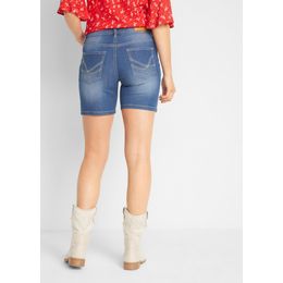 bonprix Damen Shorts, blau, Gr. 46, unifarben, Denim/Jeans, Obermaterial: 98% Baumwolle, 2% Elasthan, Hosen, aus Baumwolle und Elasthan, mit