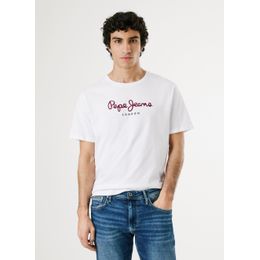 Pepe Jeans Herren Rundhalsshirt "EGGO", wei&szlig;, Gr. M, bedruckt, Jersey, Obermaterial: 100% Baumwolle, Shirts