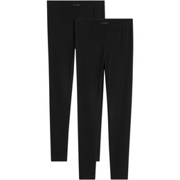 bonprix Damen Leggings "Leggings (2er-Pack)", schwarz, Gr. 48, Obermaterial: 95% Baumwolle, 5% Elasthan, Hosen, aus Baumwolle und Elasthan, schmale