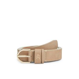 Tommy Hilfiger Damen Lederg&uuml;rtel "ESSENTIAL EFFORTLESS NUBUCK", beige, Gr. 110, Rindsleder, G&uuml;rtel, 3,5 cm, samtartig, leicht angeraut