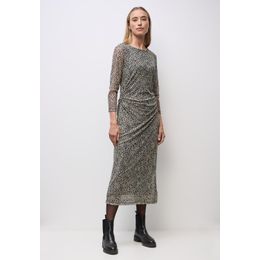 Street One Damen Midikleid, beige, Gr. 40, Stoff, Obermaterial: 95% Polyester, 5% Elasthan. Unterkleid: 100% Viskose, Kleider, mit Leo-Muster