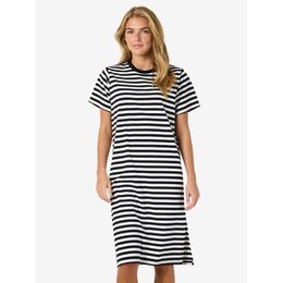 Shirtkleid Noisy may "NMEMBER S/S STRIPE MIDI DRESS JRS NOOS", Damen, Gr. XS, N-Gr, schwarz stripes:cloud dancer, Jersey, Obermaterial: 100% Baumwolle, gestreift, kniebedeckend, Rundhals, Kleider Shirtkleid