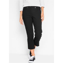 bonprix Damen 7/8-Hose "7/8-Bengalin-Hose mit Bequembund", schwarz, Gr. 40, Obermaterial: 71% Polyester, 25% Viskose, 4% Elasthan, Hosen, mit