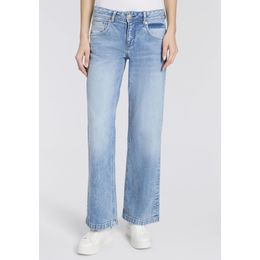 Herrlicher Damen 5-Pocket-Jeans "Edna Denim"sky worn, Gr. 30, Denim/Jeans, Obermaterial: 99% Baumwolle, 1% Elasthan, Jeans, Flared Fit mit mittlerer