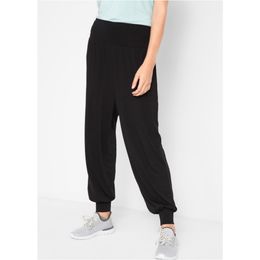 bonprix Damen Sweathose, schwarz, Gr. 40, Obermaterial: 64% Polyester, 32% Viskose, 4% Elasthan, Hosen, aus Polyester, Viskose und Elasthan, lockere