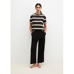 Marc O'Polo MARC O'POLO Damen Pyjama "Mix N Match Cotton", Gr. Sfrench oak stripe, schwarz, Single Jersey, Obermaterial: 100% Baumwolle, Homewear-Sets, mit