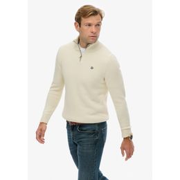 Superdry Herren Strickpullover "COTTON KNIT HENLEY"cream, Gr. S, unifarben, Strick, Obermaterial: 100% Baumwolle, Pullover, aus Baumwolle, Slim Fit,