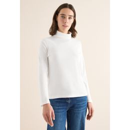 Cecil Damen Langarmshirt, wei&szlig;, Gr. XL, unifarben, Web, 95% Baumwolle, 5% Elasthan, Shirts, mit Turtleneck