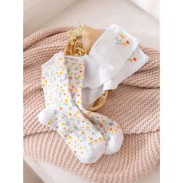 w&auml;schepur W&Auml;SCHEPUR Damen Socken, Gr. 2wei&szlig;, gebl&uuml;mt, 80% Baumwolle, 18% Polyamid, 2% Elasthan, Socken