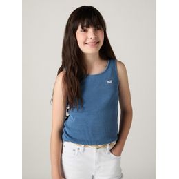 Ripptanktop LEVI'S KIDS "LVG MEET AND GREET RIBBED TANK", M&auml;dchen, Gr. 10 (140), blaus cruise, Obermaterial: 96% Baumwolle, 4% Elasthan, Rundhals, Tops, for GIRLS