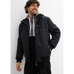 bonprix Herren Steppjacke "Winter-Steppjacke in Blousonform mit Kapuze", schwarz, Gr. 60, unifarben, Steppware, Obermaterial: 100% Polyester. Futter: