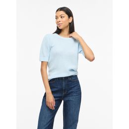 Kurzarmpullover Vila "VIDALO O-NECK S/S KNIT TOP - NOOS", Damen, Gr. XS, nantucket breeze, Strick, Obermaterial: 100% Baumwolle, unifarben, regular fit normal, Rundhals, Rippb&uuml;ndchen, Pullover
