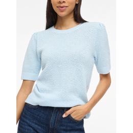 Vila Damen Kurzarmpullover "VIDALO O-NECK S/S KNIT TOP - NOOS"nantucket breeze, Gr. XL, unifarben, Strick, Obermaterial: 100% Baumwolle, Pullover