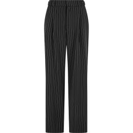 Urban Classics Damen Stoffhose "Urban Classics Ladies Pinstripe Wide Leg Trousers"schwarzgrau, wei&szlig;, Gr. 27, unifarben, 94% Polyester, 4% Elasthan,