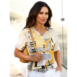 Inspirationen Damen T-Shirt "Kurzarm-Shirt", gelb, Gr. 46, bedruckt, gemustert, mehrfarbig, 50% Baumwolle, 50% Modal, Shirts