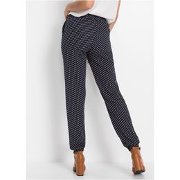 bonprix Damen Schlupfhose "Schlupfhose aus reiner Viskose", blau, Gr. 52, Obermaterial: 100% Viskose, Hosen, aus Viskose, elastischer Bund, lockere