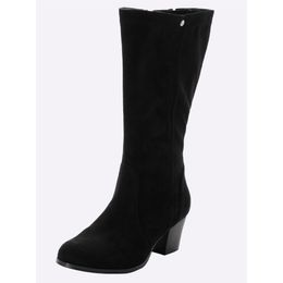 Weitschaftstiefel sheego, Damen, Gr. 39, XXL-Schaft, schwarz, Polyester, Schuhe Weitschaftstiefel