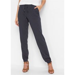 bonprix Damen Schlupfhose "Schlupfhose aus reiner Viskose", blau, Gr. 48, Obermaterial: 100% Viskose, Hosen, aus Viskose, elastischer Bund, lockere