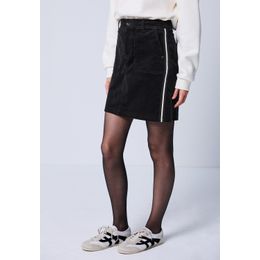 Damen Cordrockschwarz, Gr. 42, STREET ONE STUDIO, unifarben, Cord, 98% Baumwolle, 2% Elasthan, R&ouml;cke, mit Galonstreifen