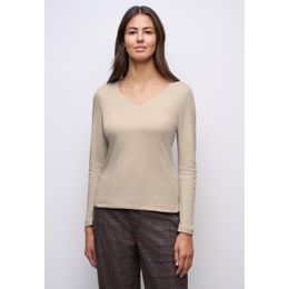 Street One Damen Langarmshirtcotton beige, Gr. 46, unifarben, Web, Obermaterial: 50% Baumwolle, 50% Modal; Futter: 100% Baumwolle, Shirts, im soften