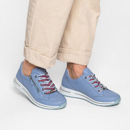 Ara Damen Keilsneaker "OSAKA", Gr. 2,5, blau, Glattleder, unifarben, Schuhe, Freizeitschuh, Halbschuh, Schn&uuml;rer in Komfortweite H (=sehr weit)