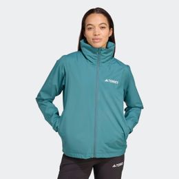 adidas terrex Damen Regenjacke "W MT ESS 2L R J"preloved teal, Gr. XL, Obermaterial: 100% Polyester, Jacken