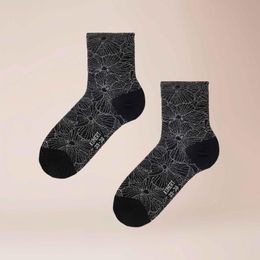Kunert Damen Socken "Socke Allover Love", Gr. 35, schwarz, Obermaterial: 65% Baumwolle CO. 20% Polyamid PA. 12% metallisierte Fasern MTF. 3% Elasthan