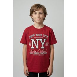 H.I.S. H.I.S Jungen T-Shirt "2er Pack T-Shirts HIS-Logo"rot, hellblau, Gr. 140, bedruckt, Single Jersey, Obermaterial: 100% Baumwolle, Shirts, modischer