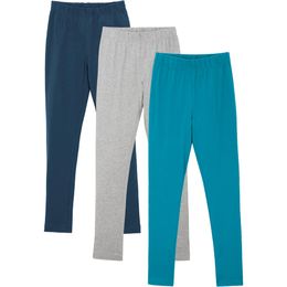 bonprix Kinder Leggings, blau, Gr. 152, Obermaterial: 95% Baumwolle, 5% Elasthan, Hosen, aus Baumwolle und Elasthan, skinny fit Passform, Casual Stil