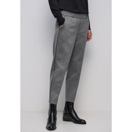 Street One Damen Chinohoseschwarz pelican grau meliert, Gr. 42, unifarben, Stoff, 70% Polyester, 25% Viskose, 5% Elasthan, Hosen, Middle Waist