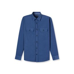 OLYMP Herren Langarmhemd "OLYMP Casual, regular fit, Kent"blau, Gr. L, 100% Baumwolle, Hemden