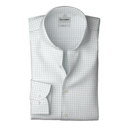 OLYMP Herren Langarmhemd "Level 5", blau, Gr. 39, kariert, Web, Obermaterial: 100% Baumwolle, Hemden, Body fit, Haifischkragen, Businesshemd