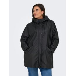 Regenmantel Only CARMAKOMA "CARELISA LIFE RAINCOAT ZIP OTW NOOS", Damen, Gr. M, schwarz, Web, Obermaterial: 100% Polyester, unifarben, regular fit Po-bedeckend, hoch geschlossener Ausschnitt, M&auml;ntel, wasserabweisende Beschichtung