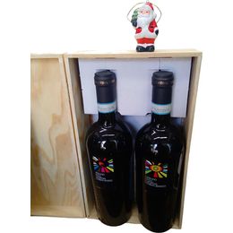 Cantina Tizzano Cassetta in Legno con 2 Bottiglie Vesuvio Lacryma Christi Rosso - Bianco Kampanien &ndash; Rotwein DOC