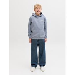 Jack & Jones Kinder Kapuzensweatshirt "JORNORREBRO TYPO BACK SWEAT HOOD SN JNR", grau, Gr. 164, JACK & JONES JUNIOR, bedruckt, angeraute Sweatware, Obermaterial: