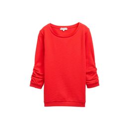 Tom Tailor Denim Damen Sweatshirt mit Raffungen, rot, Uni, Gr. L