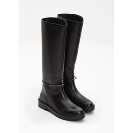 bonprix Weitschaftstiefel aus Leder, schwarz, Nappaleder