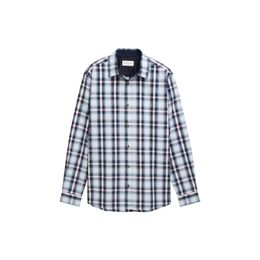 Tom Tailor Herren Regular Fit Hemd mit Karo-Muster, blau, Kariert, Gr. S