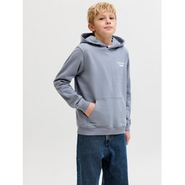 Jack & Jones Kinder Kapuzensweatshirt "JORNORREBRO TYPO BACK SWEAT HOOD SN JNR", grau, Gr. 152, JACK & JONES JUNIOR, bedruckt, angeraute Sweatware, Obermaterial: