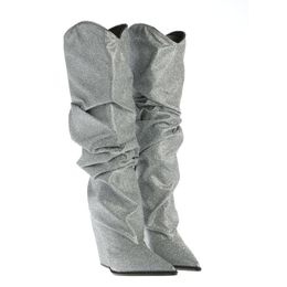 Alexandre Vauthier Stiefel Damen Gr&ouml;&szlig;e 39 Second Hand silber