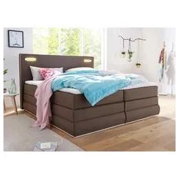 Boxspringbett Collection AB "Ninoni", braun, B:195cm L:210cm, Komplettbetten, Boxspringbett, inkl. Bettkasten, Topper und wahlweise mit LED-Beleuchtung