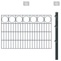 Doppelstabmattenzaun Arvotec "ESSENTIAL 80 zum Einbetonieren "Ring" mit Zierleiste", grau (anthrazit), H:80cm, Kunststoff, Stahl, Zaunelemente, Zaunh&ouml;he 80 cm, Zaunl&auml;nge 2 - 60 m