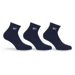 Kurzsocken Fila "UNISEX QUARTER PLAIN SOCKS", Herren, Gr. 43-46, blau (navy), Baumwollmischung, unifarben, normal, Socken, mit eingestrickem Logo