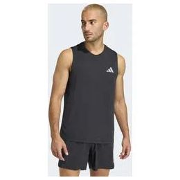 Lauftop Adidas PERFORMANCE "Run Ess Tank M", Herren, Gr. L, schwarz, Obermaterial: 100% Polyester, Rundhals, Tops